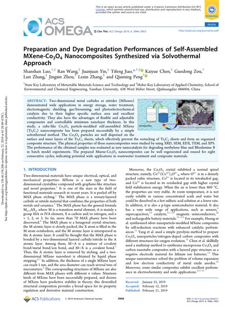 Pdf Preparation And Dye Degradation Performances Of Self Assembled