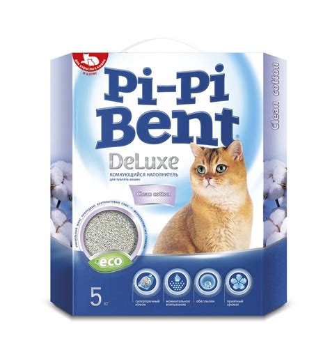 Наполнитель Pi Pi Bent deluxe clean cotton комкующийся для кошек 5 кг ...
