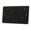 Flat Matt Black Plug Socket With USB Charging Sockets Switches