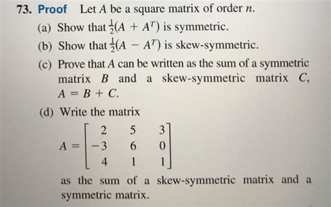 Solved Proof Let A Be A Square Matrix Of Order N A Chegg