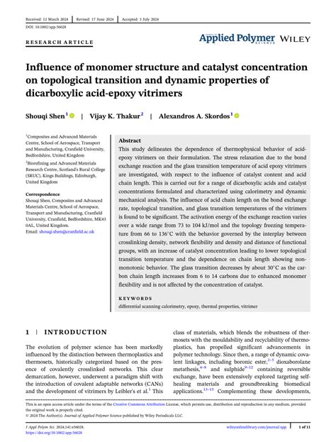Pdf Influence Of Monomer Structure And Catalyst Concentration On Topological Transition And