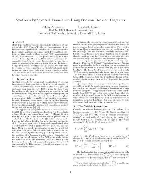 Pdf Synthesis By Spectral Translation Using Boolean Decision Diagrams