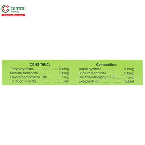 Thuốc Terpin Mekong Mekophar Trị Các Rối Loạn Bài Tiết Dịch Phế Quản