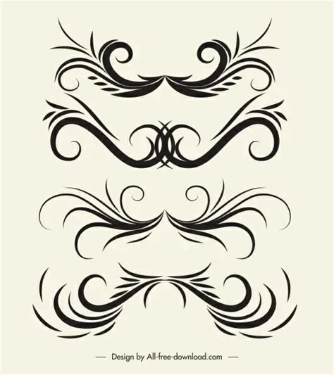 Border Design Element Elegant Classical Seamless Curves Vectors Graphic Art Designs In Editable