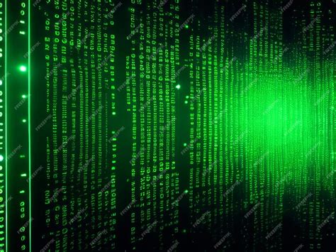 A Vibrant Canvas Illuminated By A Cascade Of Green Binary Code Forming Dynamic Lines 8k Ultra