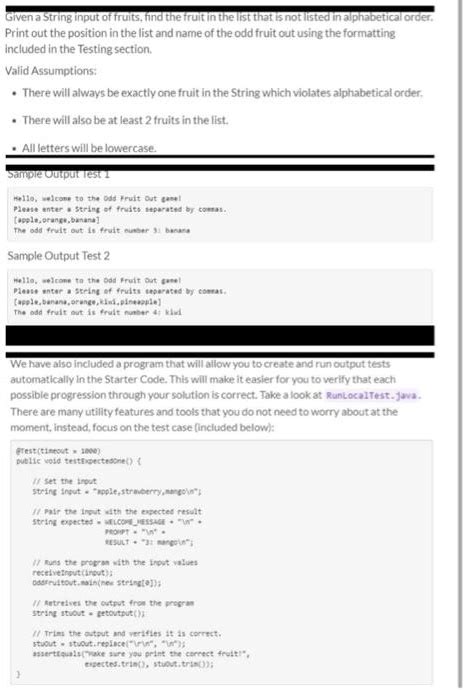Solved Texts Given A String Input Of Fruits Find The Fruit In The List That Is Not Listed In