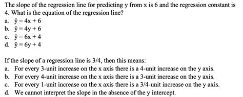 Solved The Slope Of The Regression Line For Predicting Y Chegg Com