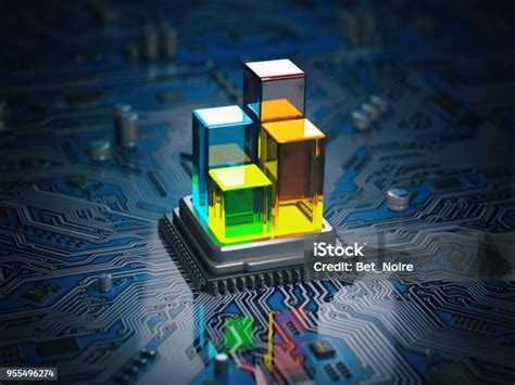 그래프와 다이어그램 회로 보드에 cpu 프로세서 속도 수준 및 cpu 정보 기술 개념의 냉각의 비교 cpu에 대한 스톡 사진 및