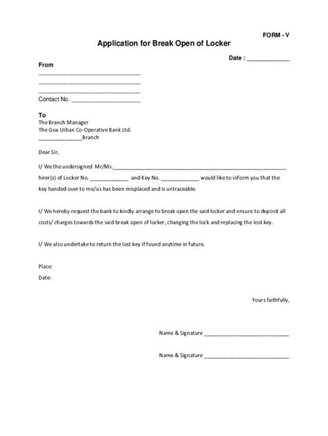 Fillable Online Sdv Claim Form For Contents Of Break Open Locker Fax