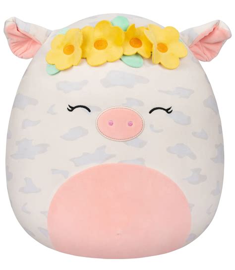 Squishmallows 16 Inch Rosie Spotted Pig With Yellow Flower Crown