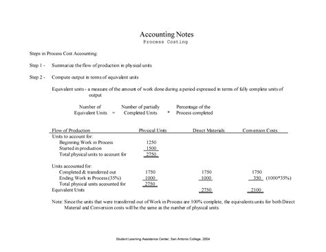 Process Costing Lecture Notes Accounting Notes Steps In Process Cost Accounting Step 1