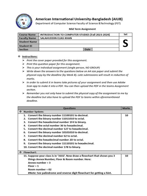 Mid Assignment B10 B21 B31 B41 Pdf Theory Of Computation