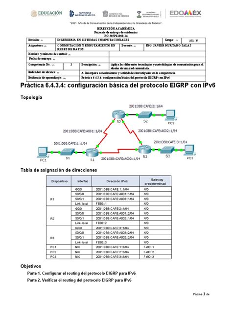 6434 Packet Tracer Configuring Basic Eigrp With Ipv6 Routing
