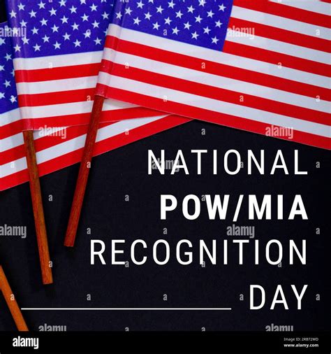 National Pow Mia Recognition Day Text With American Flags On Black