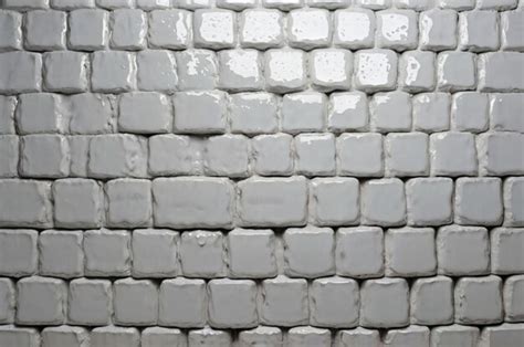 A White Brick Wall With A White And Gray Brick Pattern Premium Ai