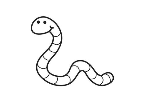 Dibujo Para Colorear De Un Gusano Con Una Sonrisa Y Forma Enrollada