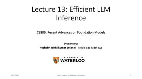 Cs 886 Lecture 13 Efficient Llm Inference Pabee Calm And Speculative Decoding Youtube