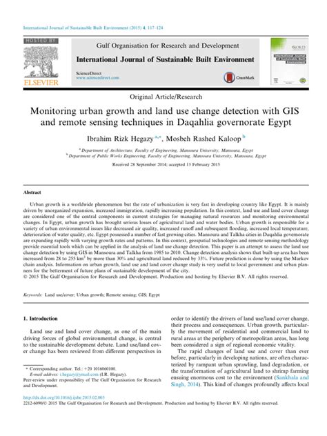 Monitoring Urban Growth And Land Use Egypt Pdf Markov Chain