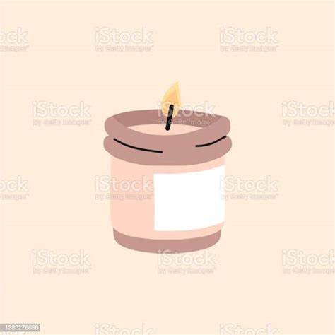 손으로 그린 귀여운 Hygge 홈 장식 불타는 왁스 또는 아로마 테라피 파라핀 향기로운 촛불 휴일 장식 디자인 요소 플랫 벡터 그림입니다 건강한 생활방식에 대한 스톡 벡터
