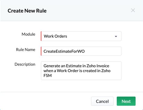 Zoho Fsm Create An Estimate In Zoho Invoice From A Work Order In Zoho Fsm