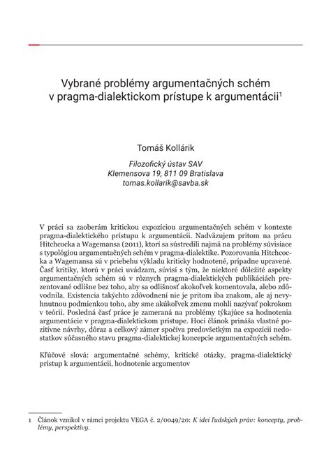 Pdf Selected Issues Of Argument Schemes In The Pragma Dialectical Approach To Argumentation