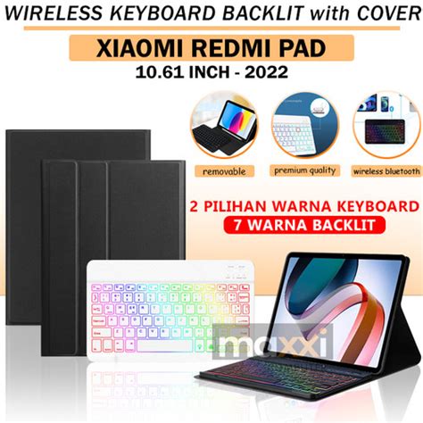 Jual Xiaomi Redmi Pad Tablet Bluetooth Keyboard Back Lit Light Lampu Keyboard Putih