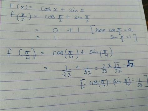 f x cos x sin x find f π 2 and f π 4
