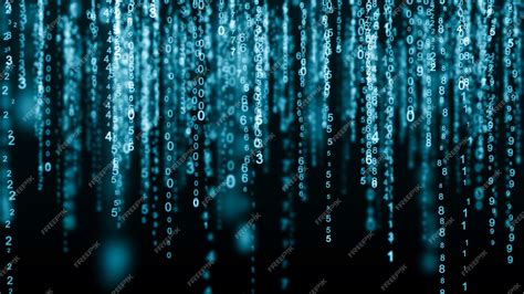 Digital Background Blue Matrix Binary Computer Code Hacker Concept 3d Rendering Premium Ai