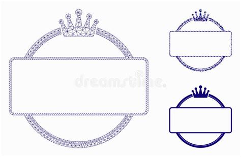 Crown Round And Rectangle Frame Vector Mesh Wire Frame Model And Triangle Mosaic Icon Stock