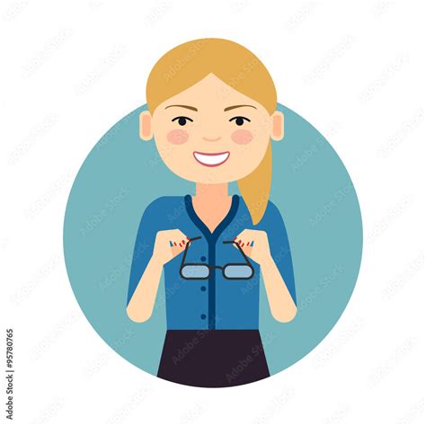 Smiling Businesswoman Taking Glasses Off Stock Vector Adobe Stock