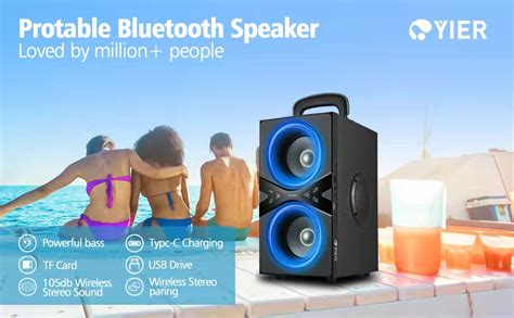 Yier Bluetooth Speakers Wireless Tws Portable Bluetooth Speaker With Lights 100db