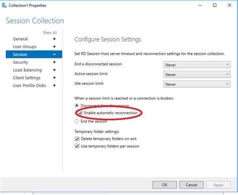 Networking Rdp Farm Automatic Session Reconnect Server Fault