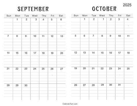 September October 2025 Printable Calendar Printable Calendar