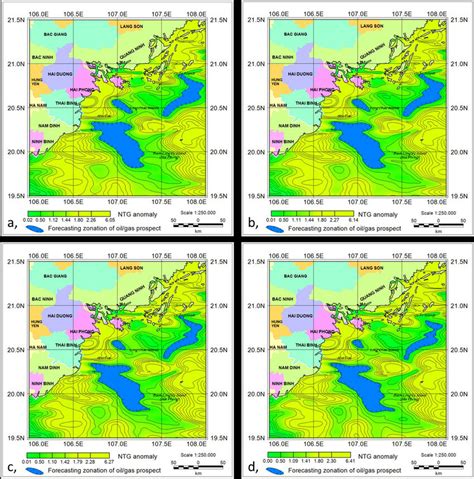 showing normalized total gradient of gravity anomalies at different