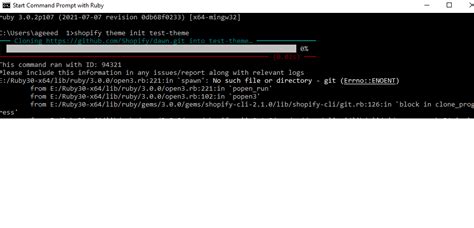 error copying dawn theme through shopify theme init command · issue