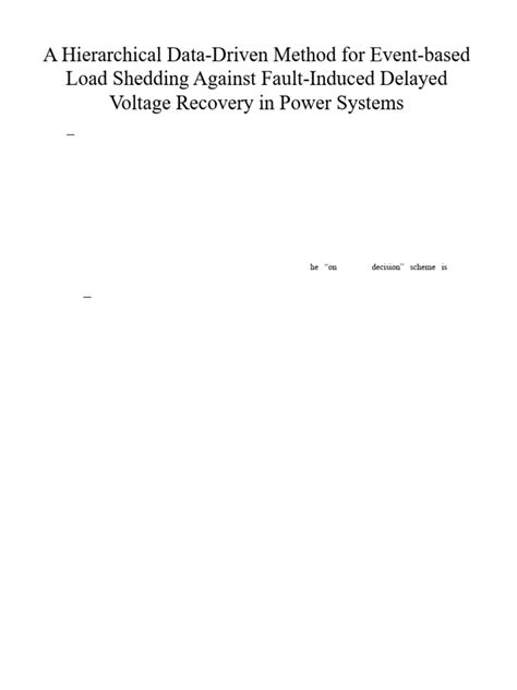 A Hierarchical Data Driven Method For Event Based Load Shedding Against