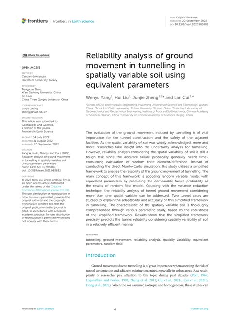 pdf reliability analysis of ground movement in tunnelling in