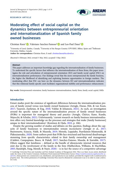 Pdf Moderating Effect Of Social Capital On The Dynamics Between Entrepreneurial Orientation