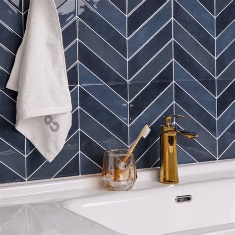 Dark Blue Peel And Stick Chevron Wall Tile Vinyl Home