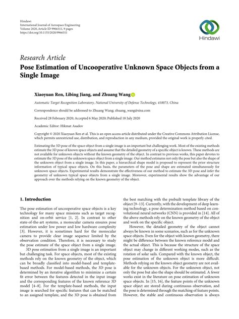 Pdf Pose Estimation Of Uncooperative Unknown Space Objects From A