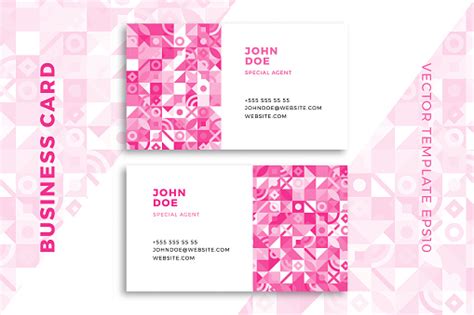 현대 분홍빛 명함 수평 템플릿 기하학적 패턴의 우아한 기업 문구 모형 샘플 텍스트가있는 간단한 벡터 편집 가능한 배경 Eps10 10월에 대한 스톡 벡터 아트 및 기타