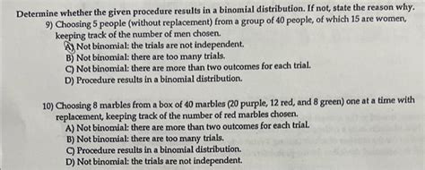 Solved Determine Whether The Given Procedure Results In A Chegg