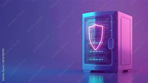 Data Server With A Glowing Shield Icon Representing Cybersecurity And Data Protection In A Neon