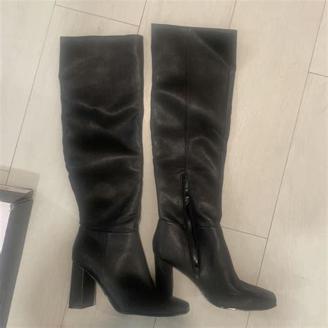 Nine West Leather Heeled Knee High Boots Worn Once Depop
