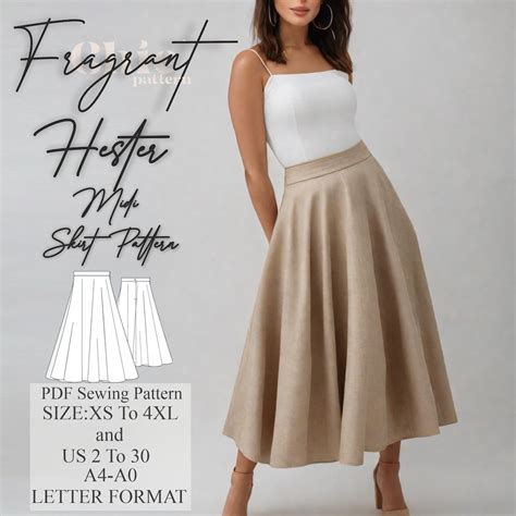 Midi Skirt Sewing Pattern Skirt Pattern Sewing Pattern For Women