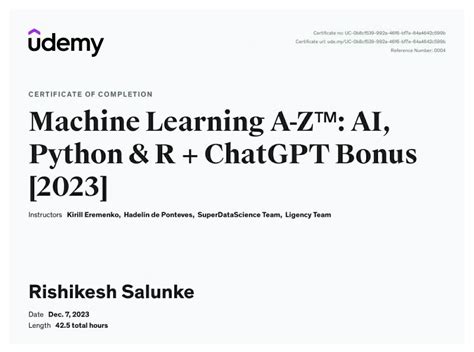 rishikesh salunke on linkedin machinelearning datascience udemycertificate continuouslearning