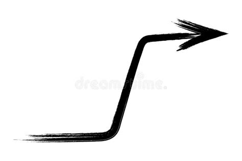 Arrow Sketch The Black Arrow Is Bent At A Right Angle And Directed To The Right Stock Vector
