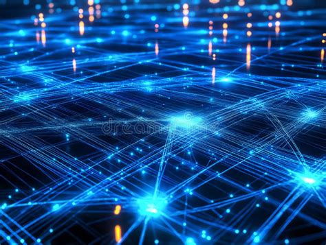 Complex Digital Network With Blue Lines And Data Nodes Stock Illustration Illustration Of Flow