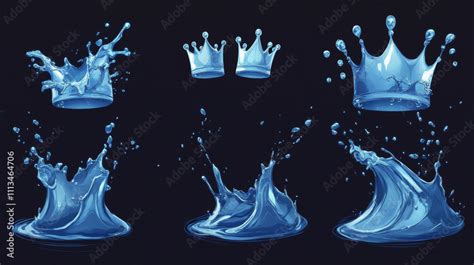 Water Splash Vfx Animation Sprite Sheet Stages Of Liquid Aqua Splashing Motion Design Elements