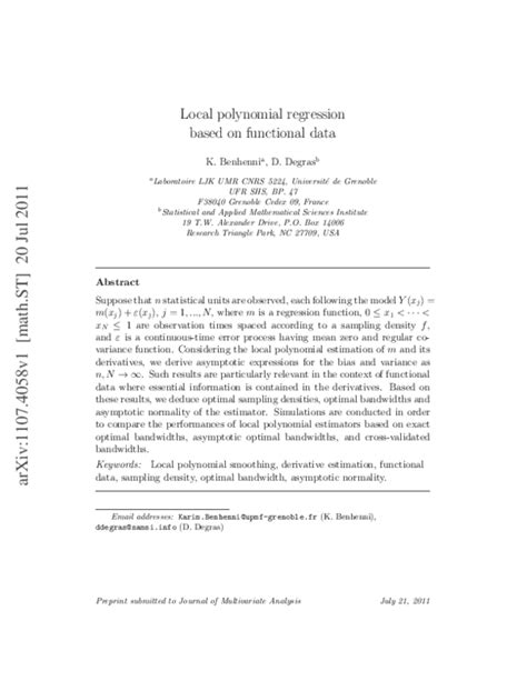 pdf local polynomial regression based on functional data